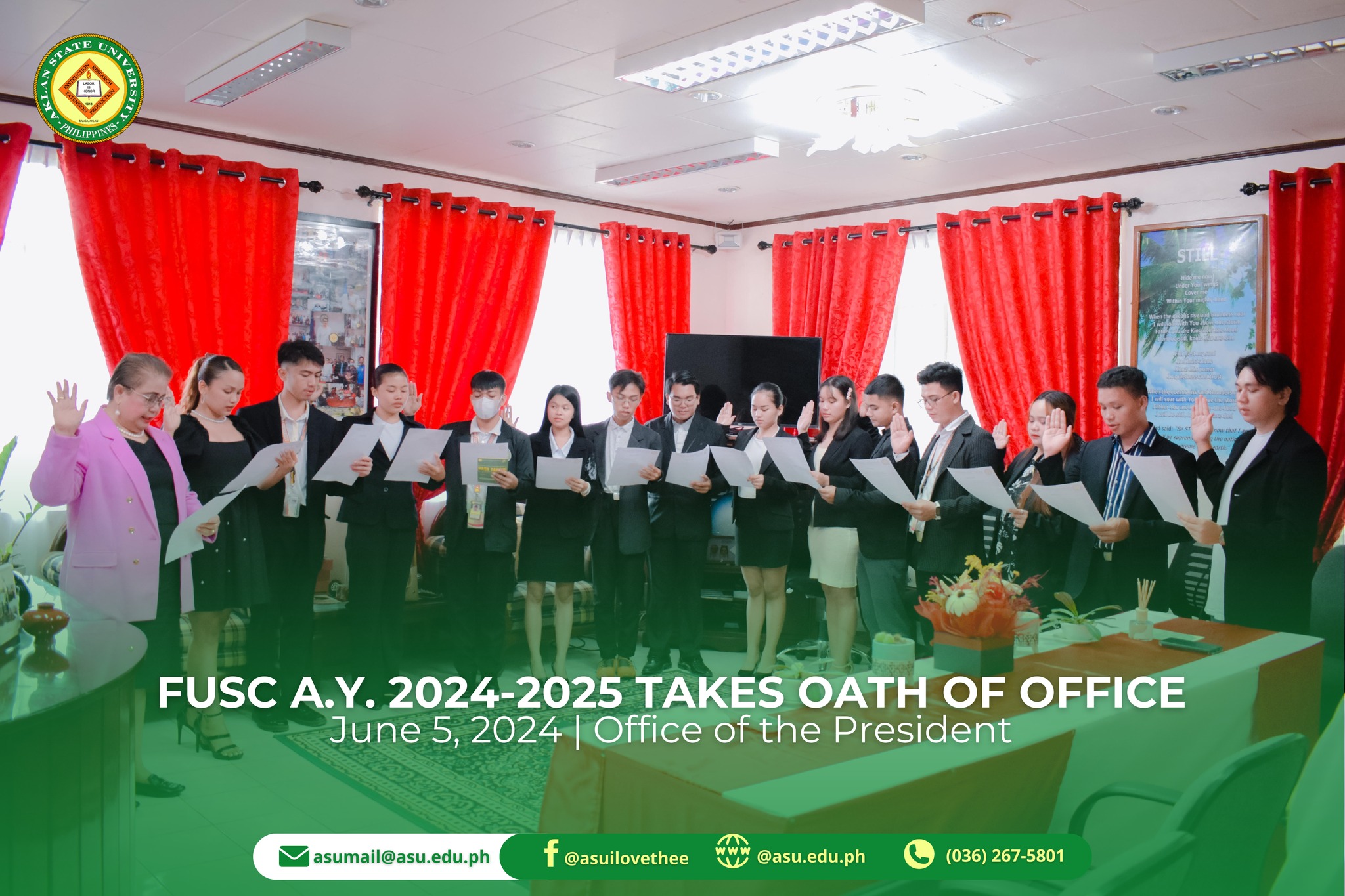 FUSC takes Oath of Office - AKLAN STATE UNIVERSITY