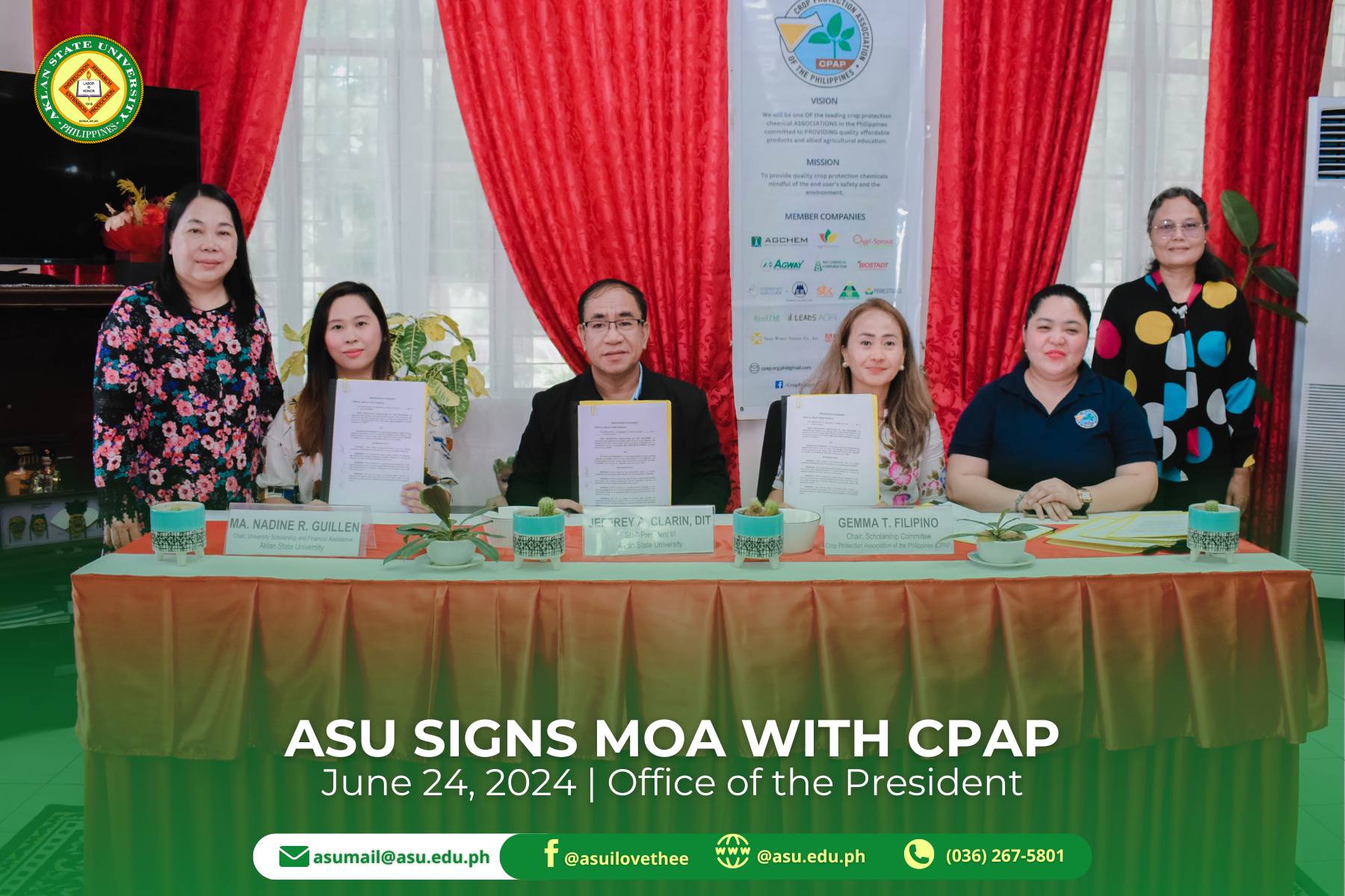 ASU signs MOA with CPAP - AKLAN STATE UNIVERSITY