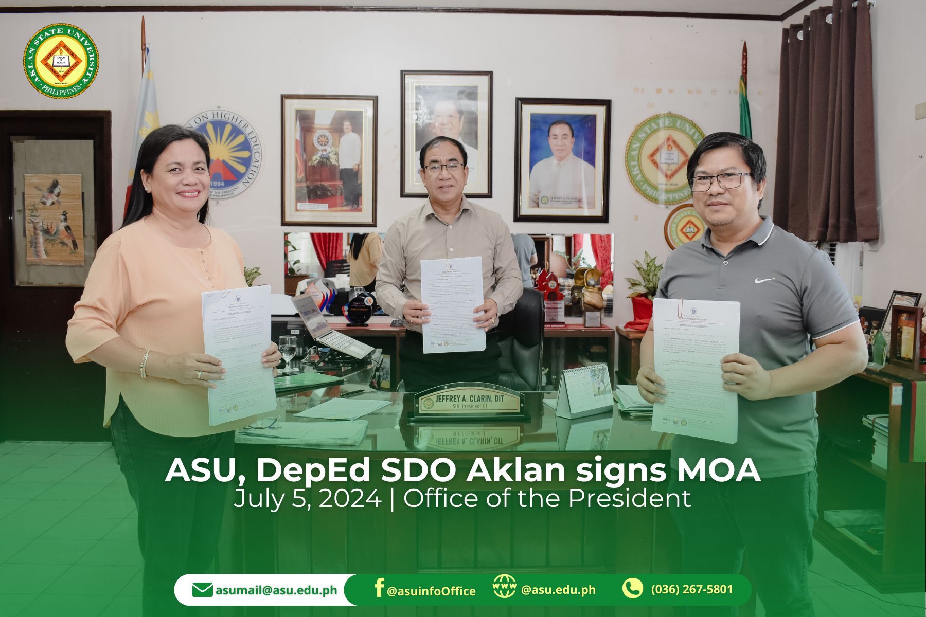 ASU, DepEd SDO Aklan signs MOA - AKLAN STATE UNIVERSITY